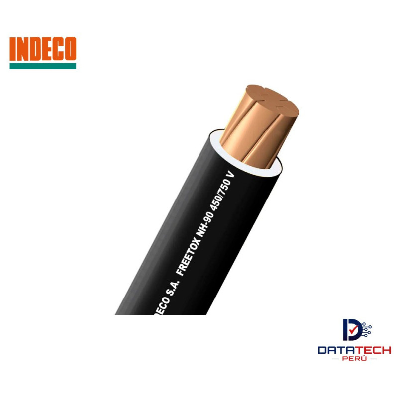 Cable eléctrico NH-90 6mm2 450/750V rollo por 100m Color Negro INDECO