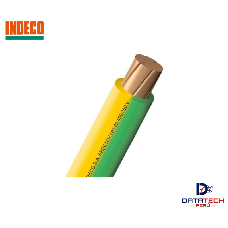 Cable eléctrico NH-80 10mm2 450/750V Color Amarillo/Verde INDECO