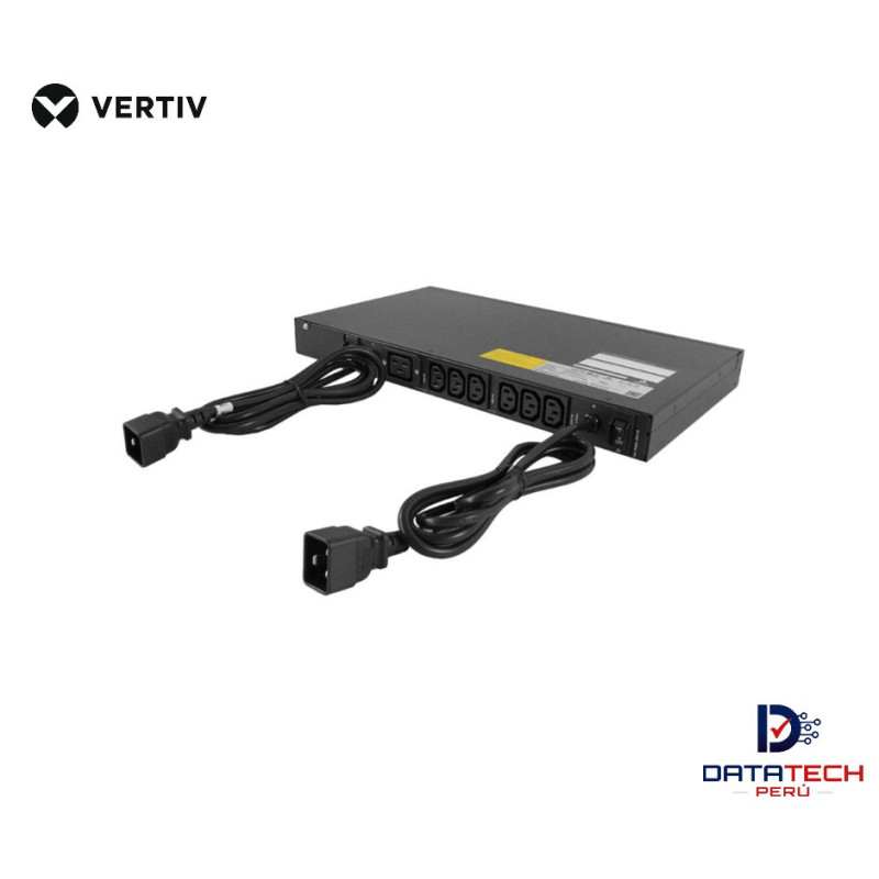 Rack ATS 16A 3KVA Horizontal Salidas 6C13+1C19 Entrada C20 VERTIV UF-LTS16-1P