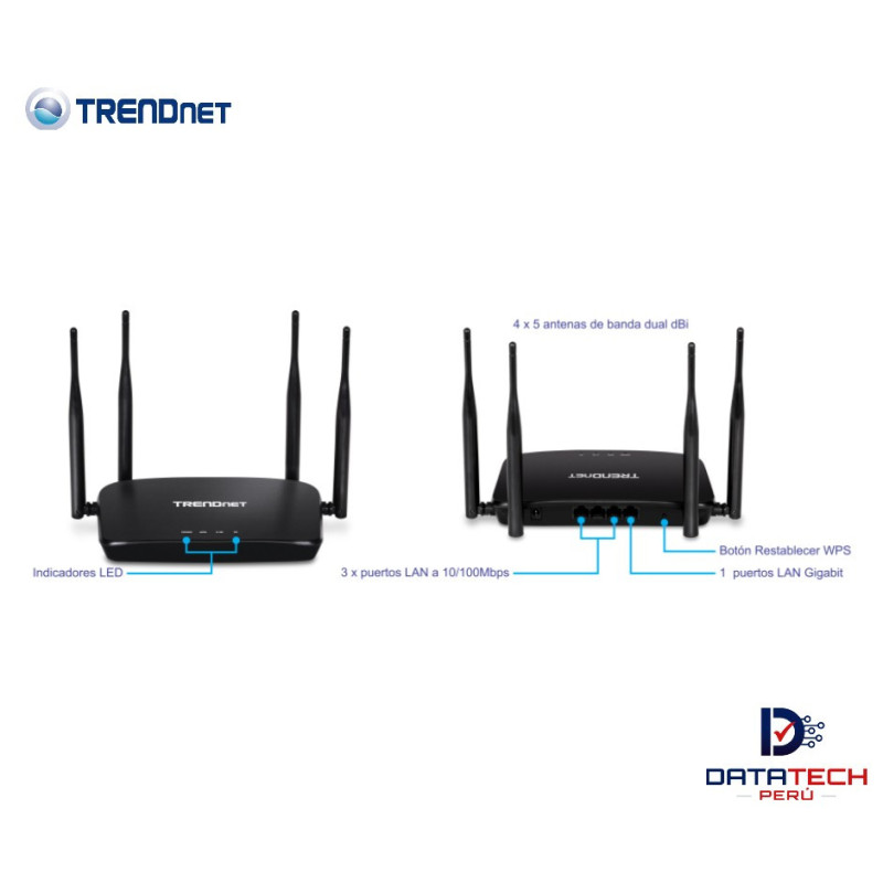 Router AC1200 WiFi de doble banda TRENDNET TEW-831DR(A)