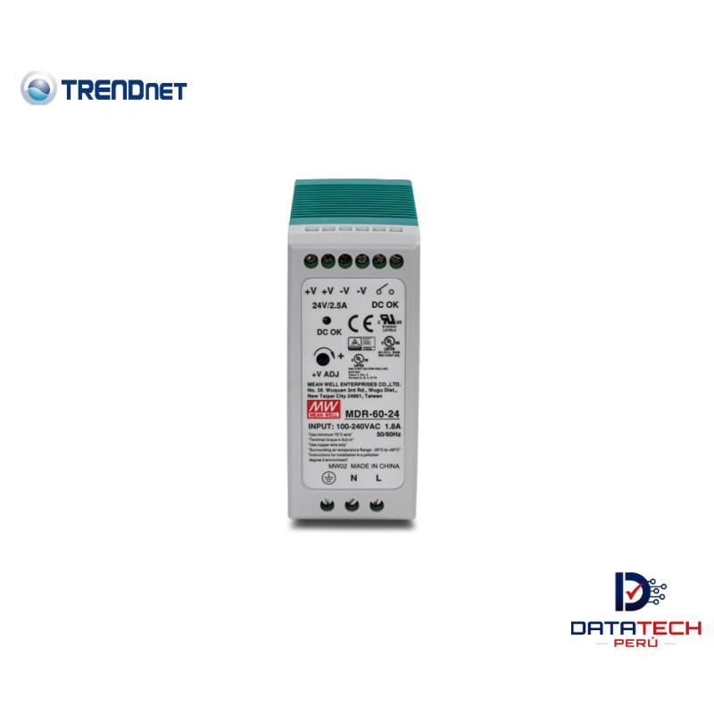 Fuente de alimentación riel DIN industrial de salida única de 24V 60W TRENDNET TI-M6024