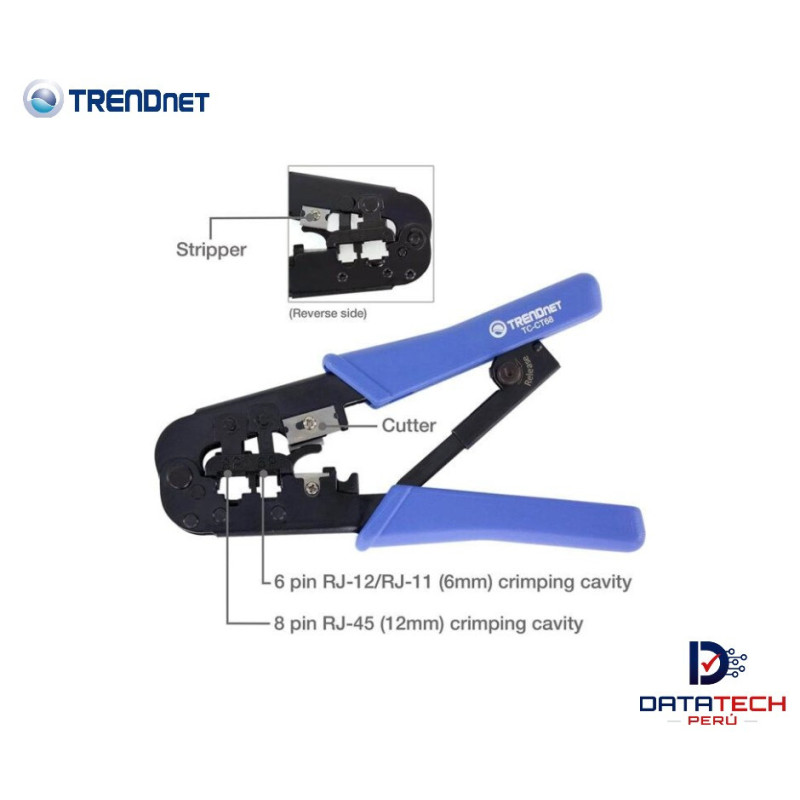 Herramienta crimpeadora, cortar y pela RJ-11/RJ-45 TRENDNET TC-CT68